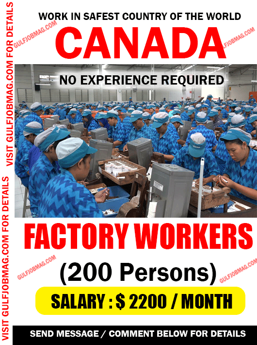 Factory worker wanted in Canada - Gulf Job Mag
